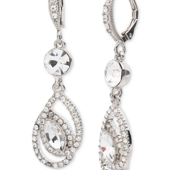 Givenchy | Jewelry | Givenchy Silver Tone Crystal Pav Pear Drop ...